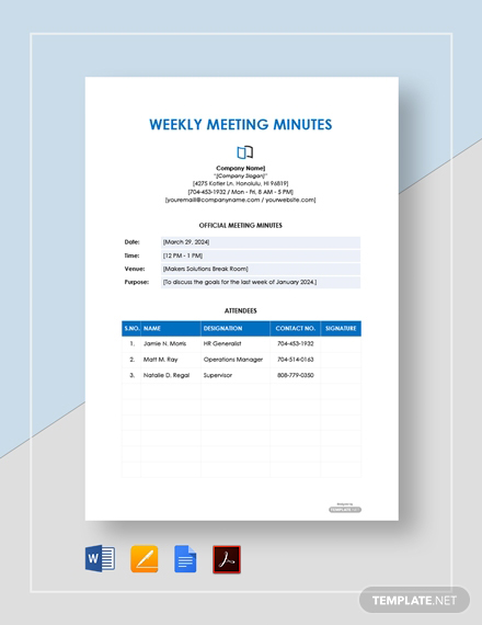 FREE Simple Meeting Minutes Template - PDF | Word (DOC) | Apple (MAC ...