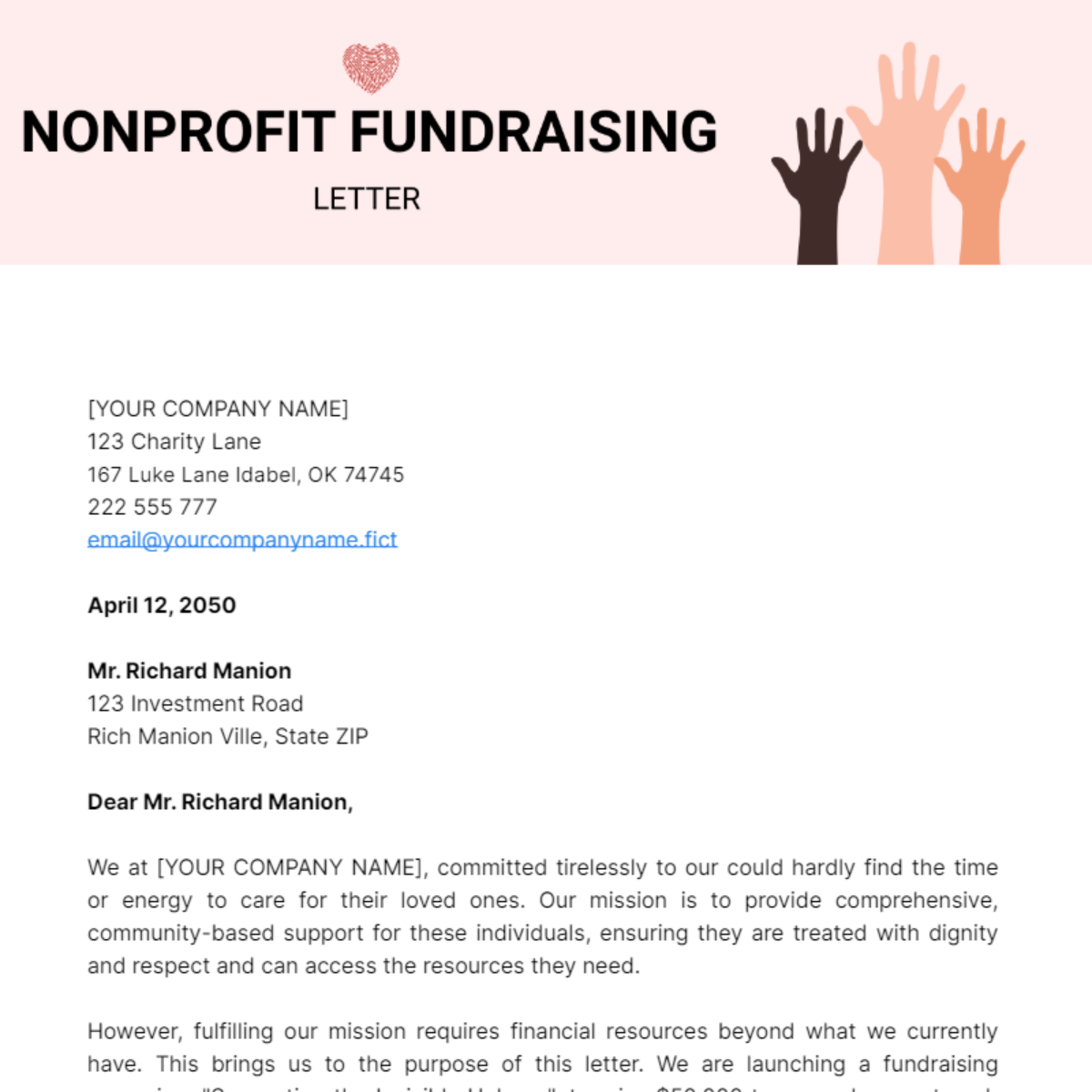 Nonprofit Fundraising Letter Template Edit Online Download Example Nonprofit Fundraising Letter Template Edit Online Download Example