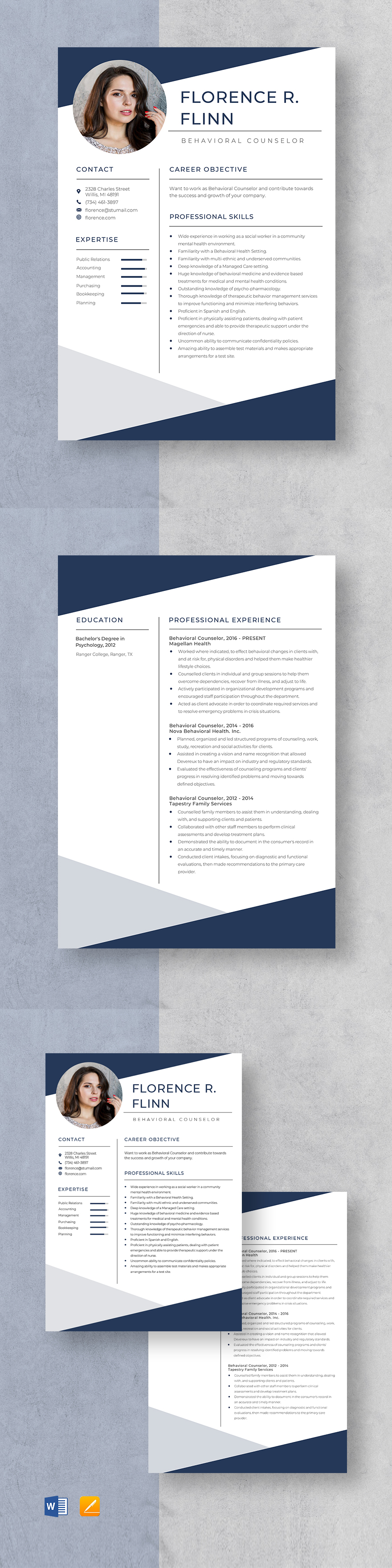 Free Behavioral Counselor Resume Template - Word, Apple Pages ...