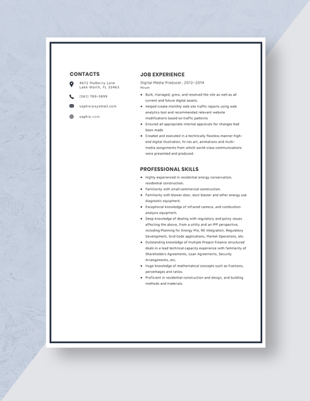 Producer Resume