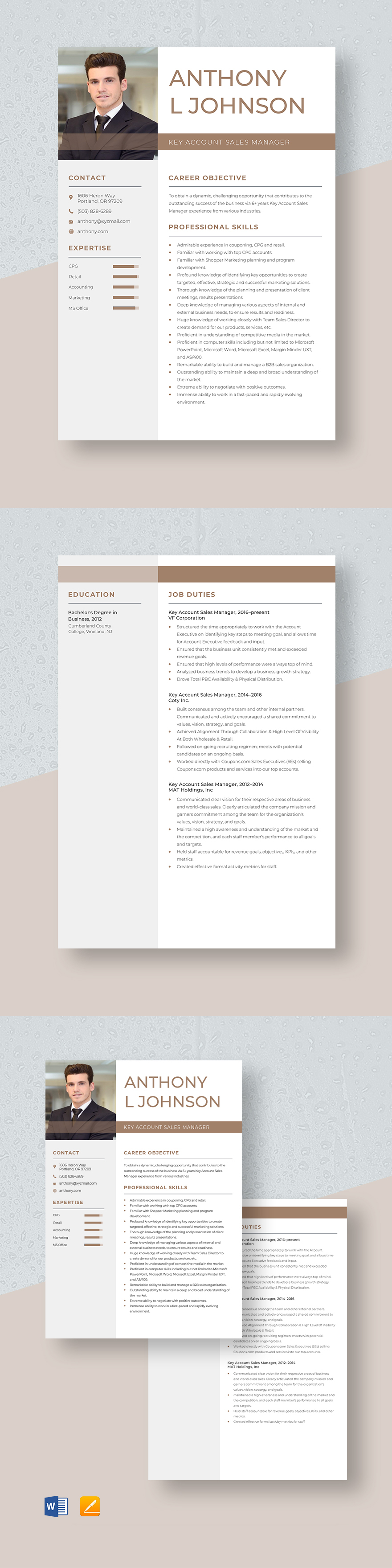 National Key Account Manager Resume Template - Word, Apple Pages ...