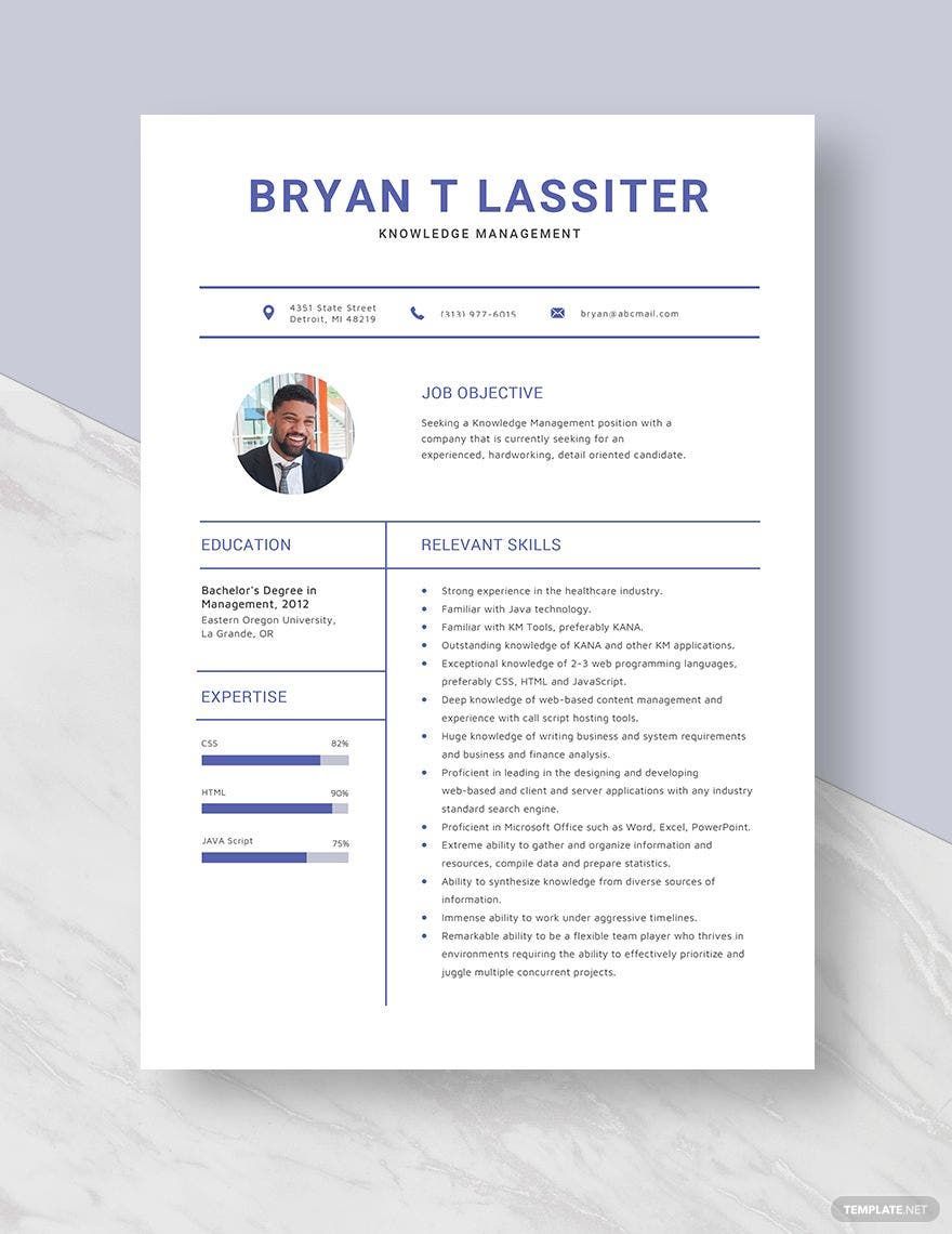 Free Knowledge Management Resume Download In Word Apple Pages 