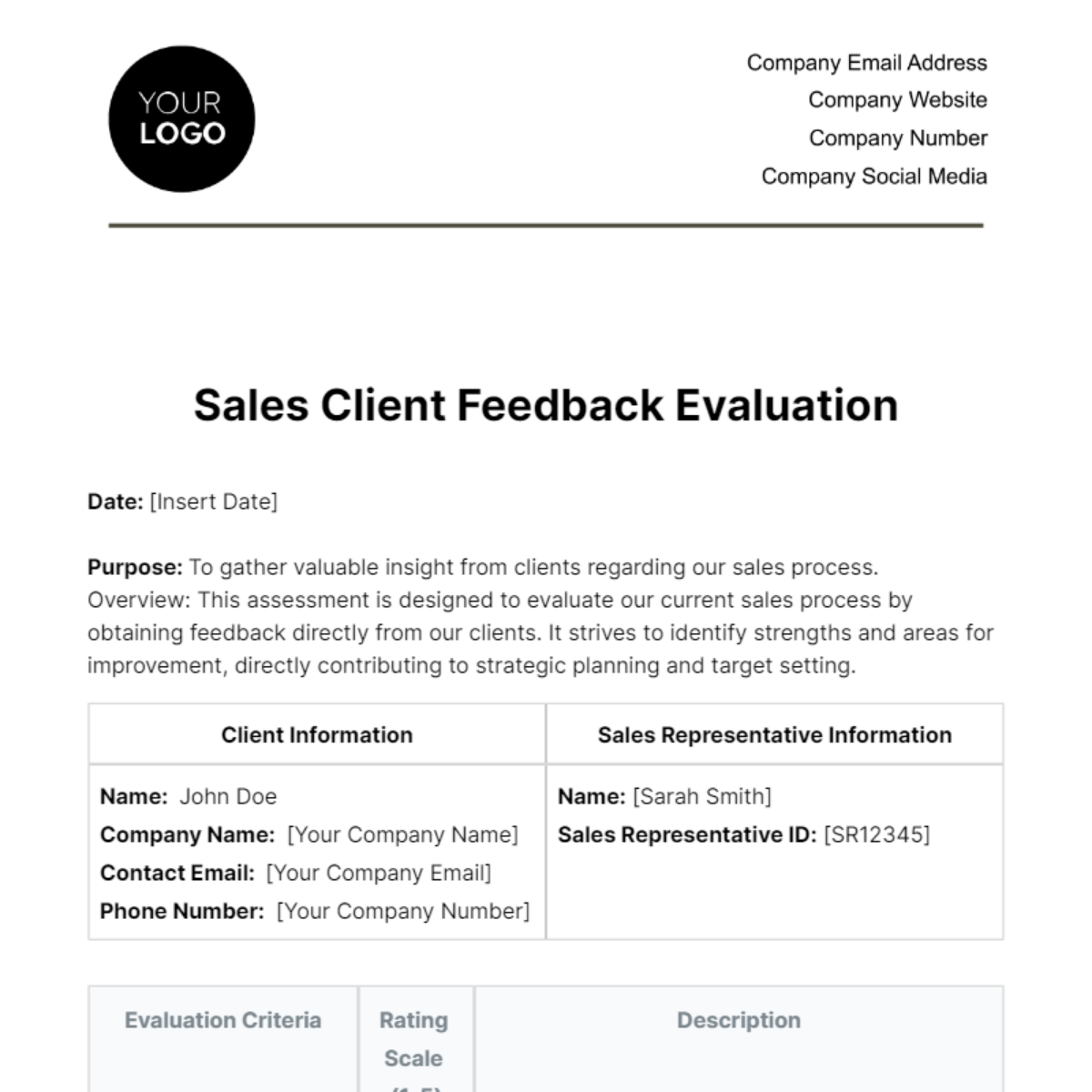 Sales Quarterly Performance Evaluation Template - Edit Online ...