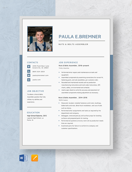 Free Automobile Assembler Resume - Word, Apple Pages | Template.net