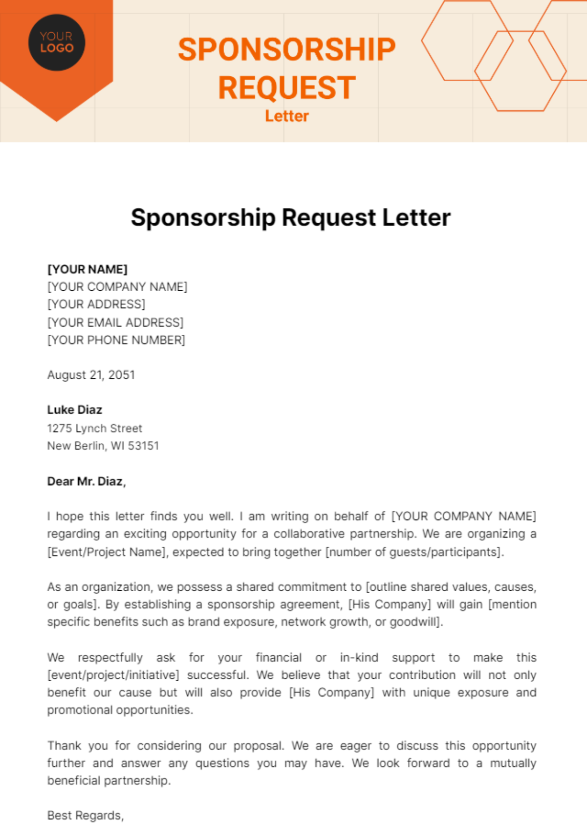 Sponsorship Request Letter Layout Template - Edit Online & Download ...