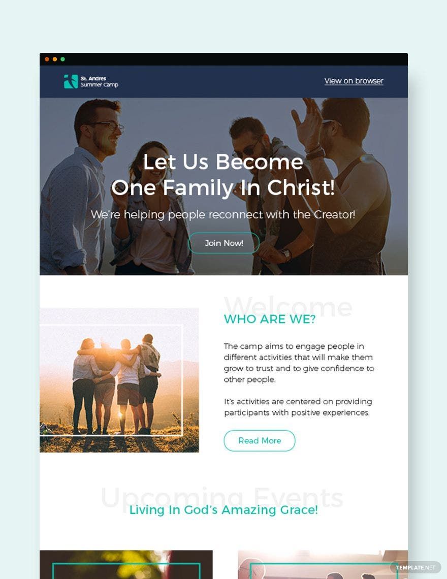 Free Church Summer Camp Newsletter Template Download In PSD Outlook 