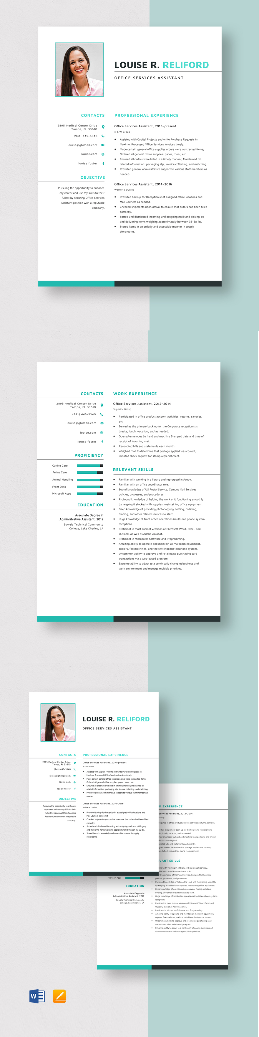 Free Office Services Assistant Resume Template - Word, Apple Pages ...