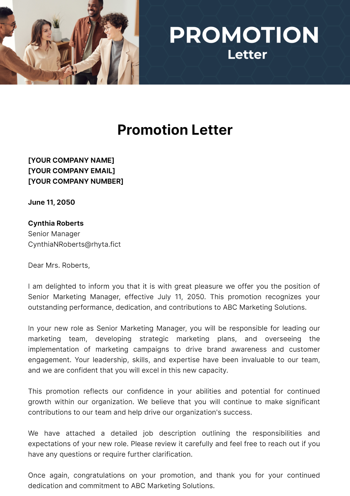 Free Promotion Letter Template - Edit Online & Download | Template.net