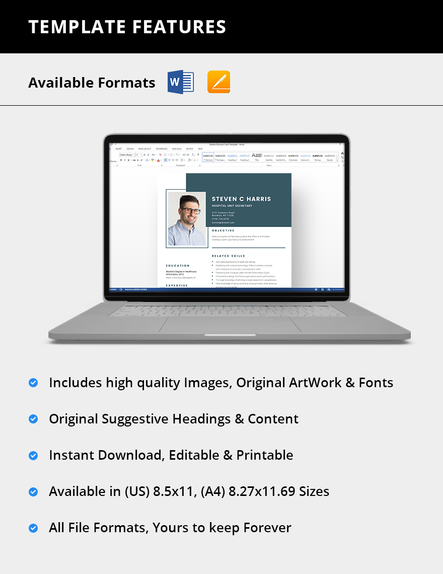 Free Hospital Unit Secretary Resume Download In Word Apple Pages 