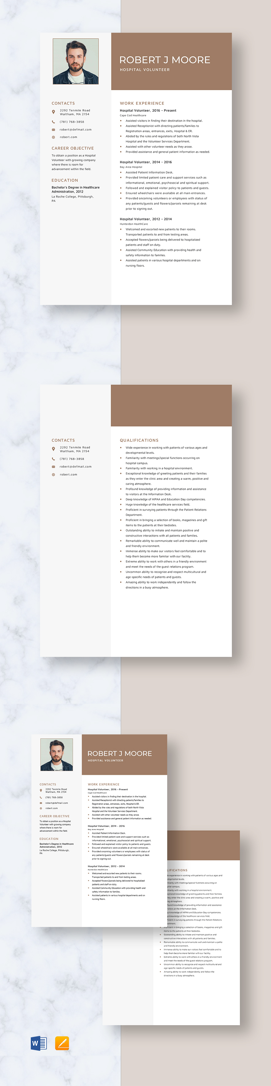Hospital Volunteer Resume Template Word Apple Pages Template