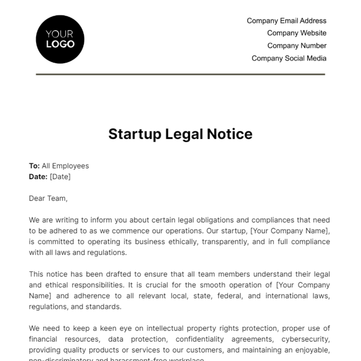 Startup Legal Notice Template - Edit Online & Download Example ...