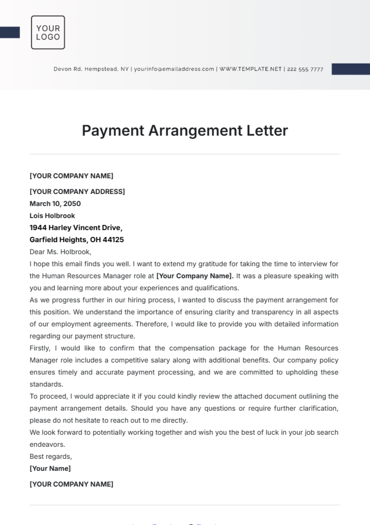Free Payment Letter Templates Editable And Printable Free Payment Letter Templates Editable And Printable