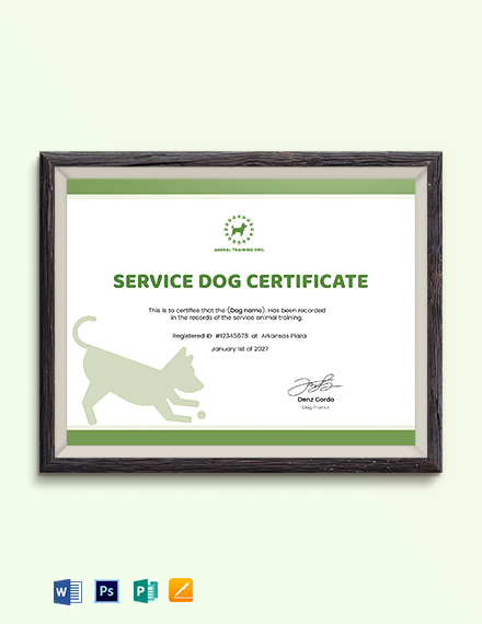 Dog Certificate Template - 13+ PDF, AI, Word, PSD, InDesign Documents ...