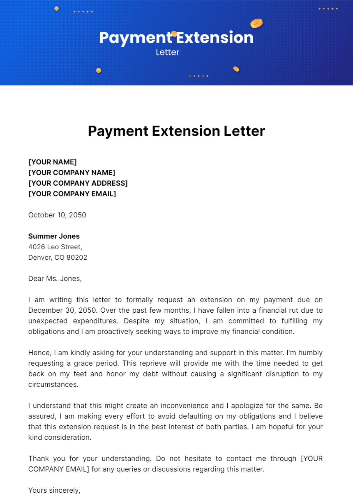 Extension Letter Template Extension Letter Template