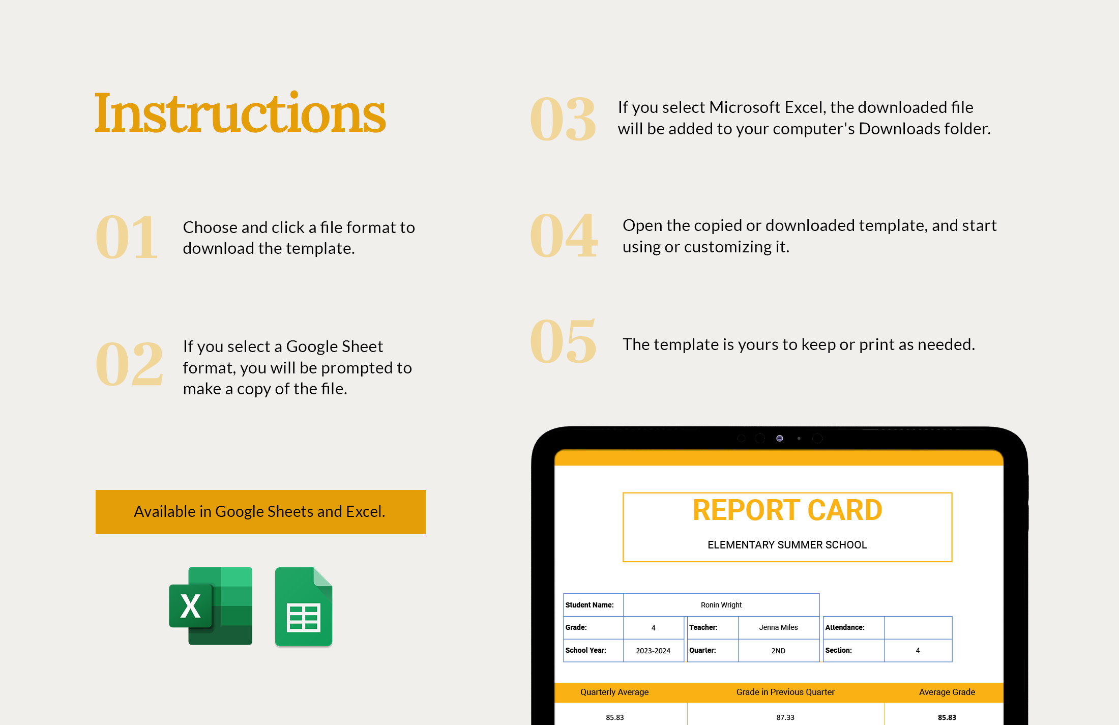 Free Summer Report Card Template - Download in Word, Illustrator, PSD ...