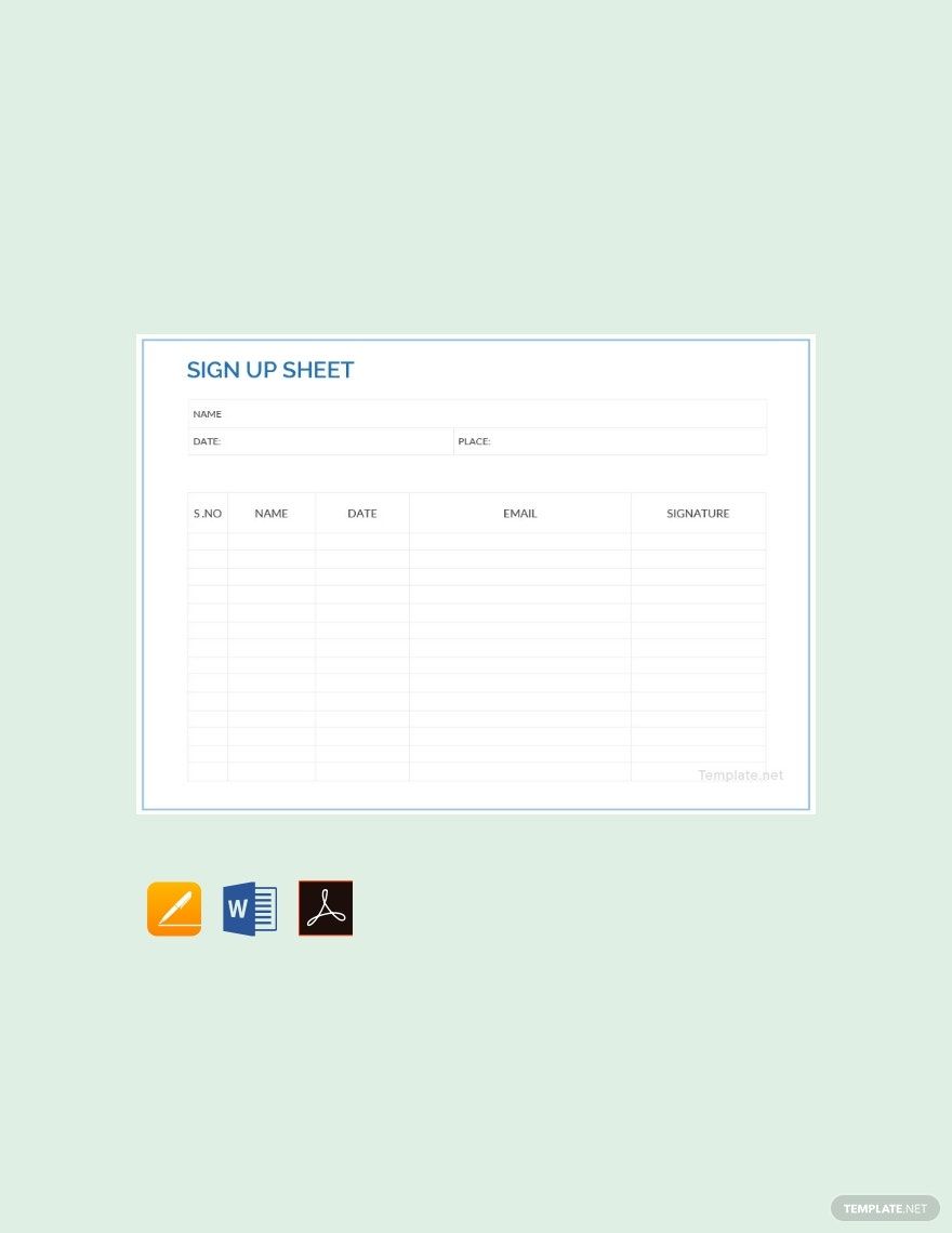 FREE Sign Up Sheet Word Template Download Template