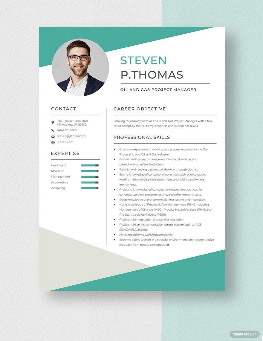 Oil And Gas Project Manager Resume Download In Word Apple Pages 