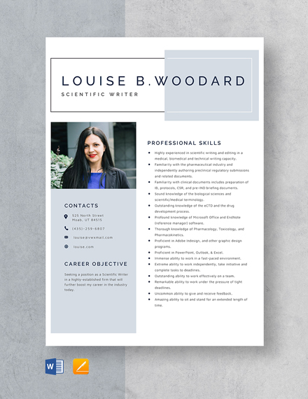 Medical and Scientific Illustrator Resume Template - Word, Apple Pages ...