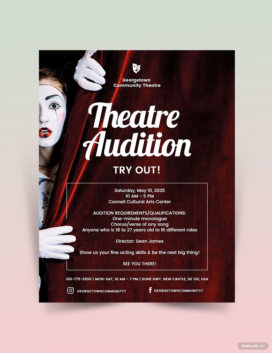 Theatre Audition Flyer Template Download In Word Google Docs 