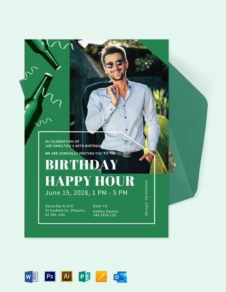 Free Professional Happy Hour Invitation Template - Download in Word ...