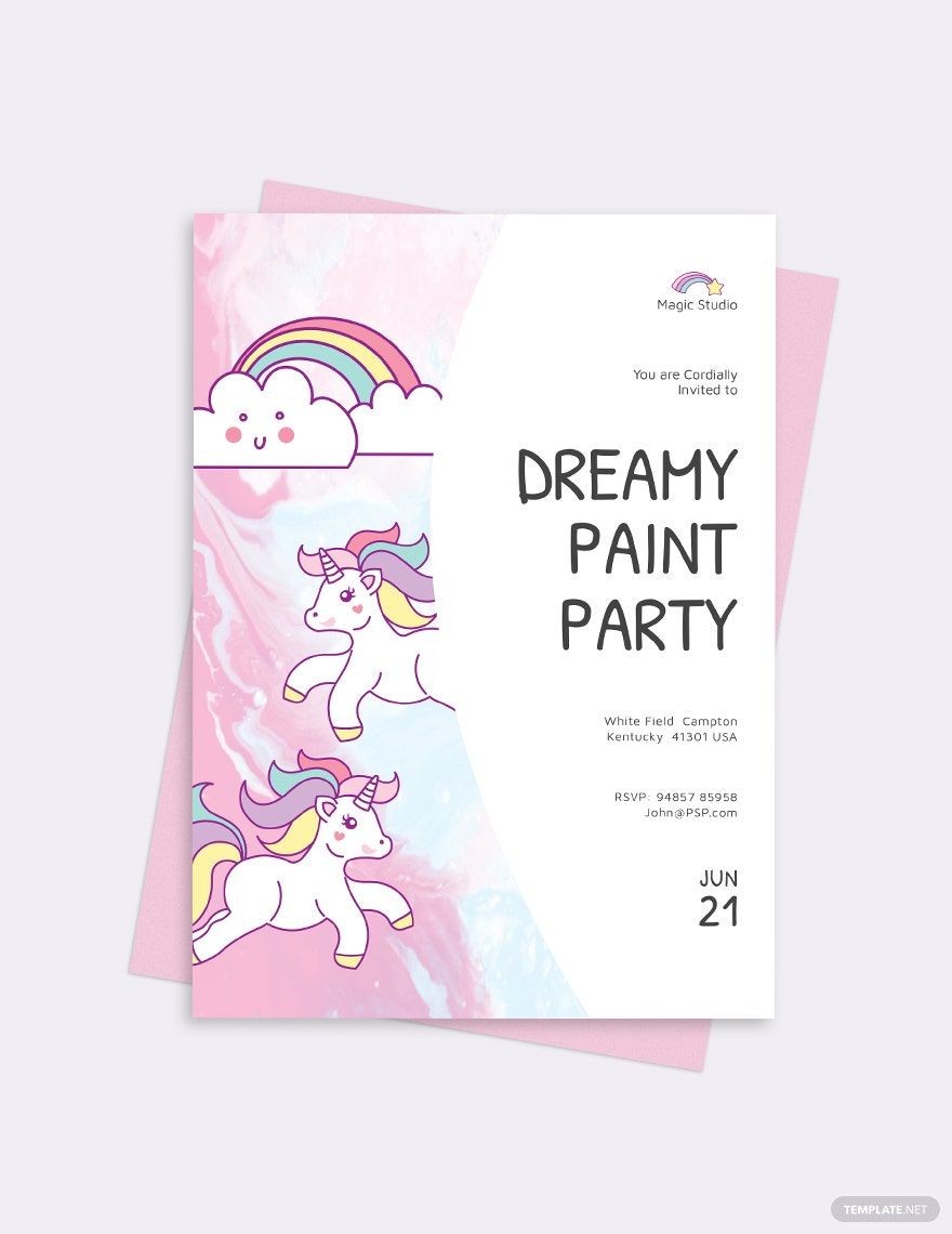 Unicorn Paint Party Invitation Template Download In Word Illustrator 