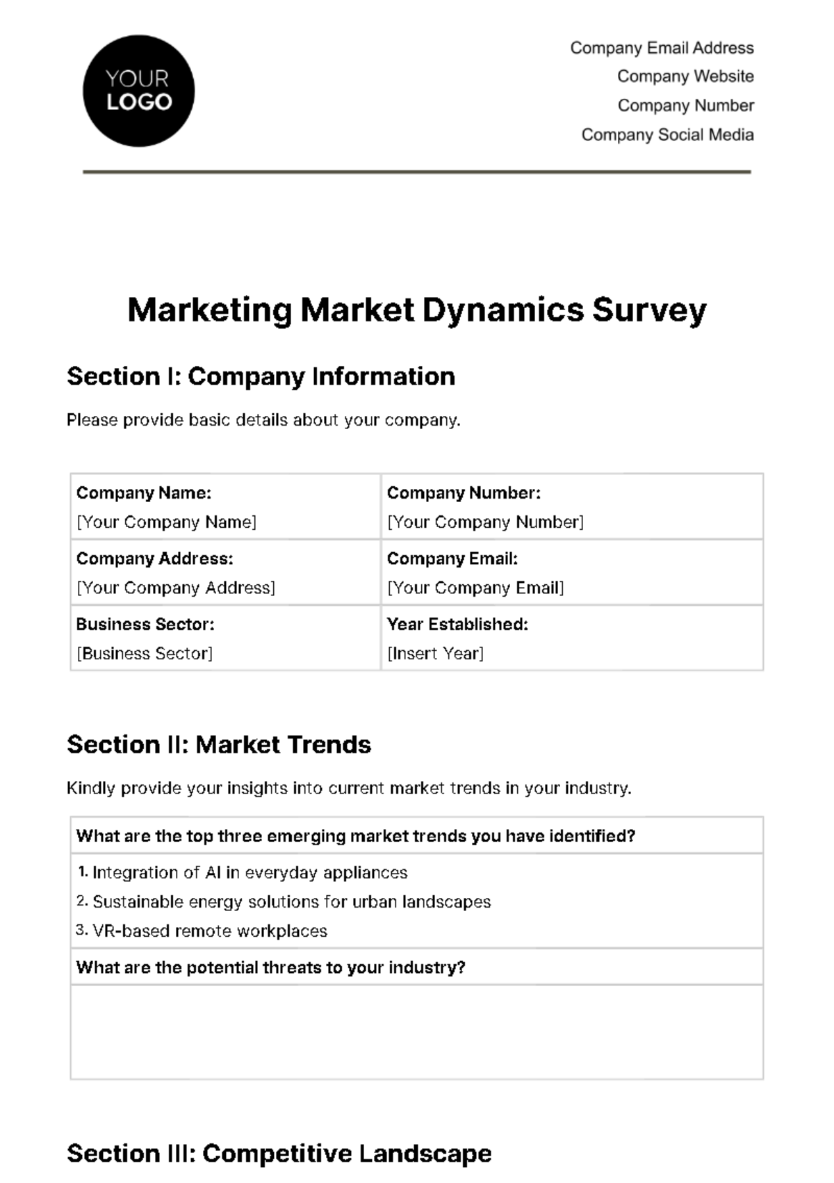 Free Market Survey Templates To Edit Online Free Market Survey Templates To Edit Online