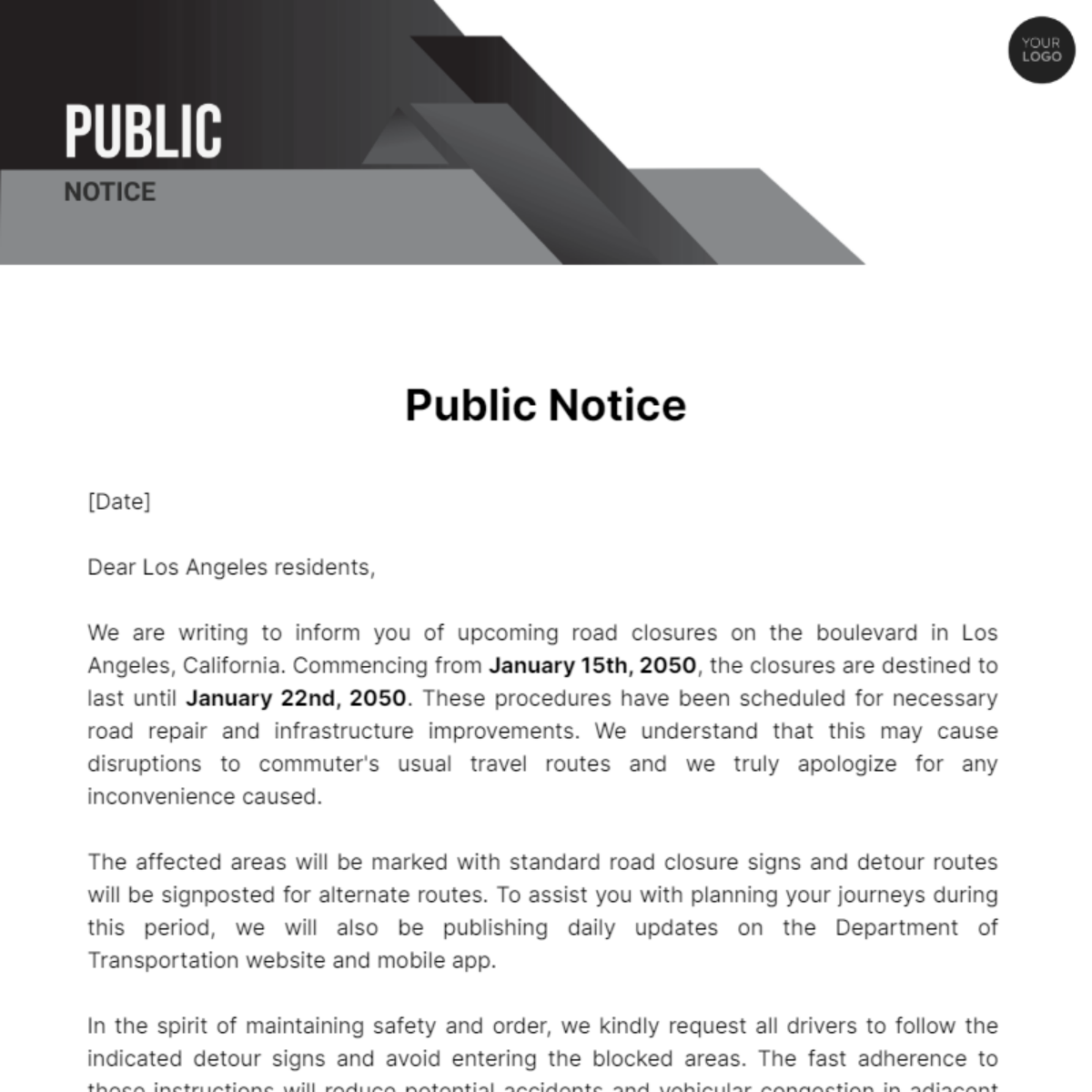 Free Public Notice Template To Edit Online