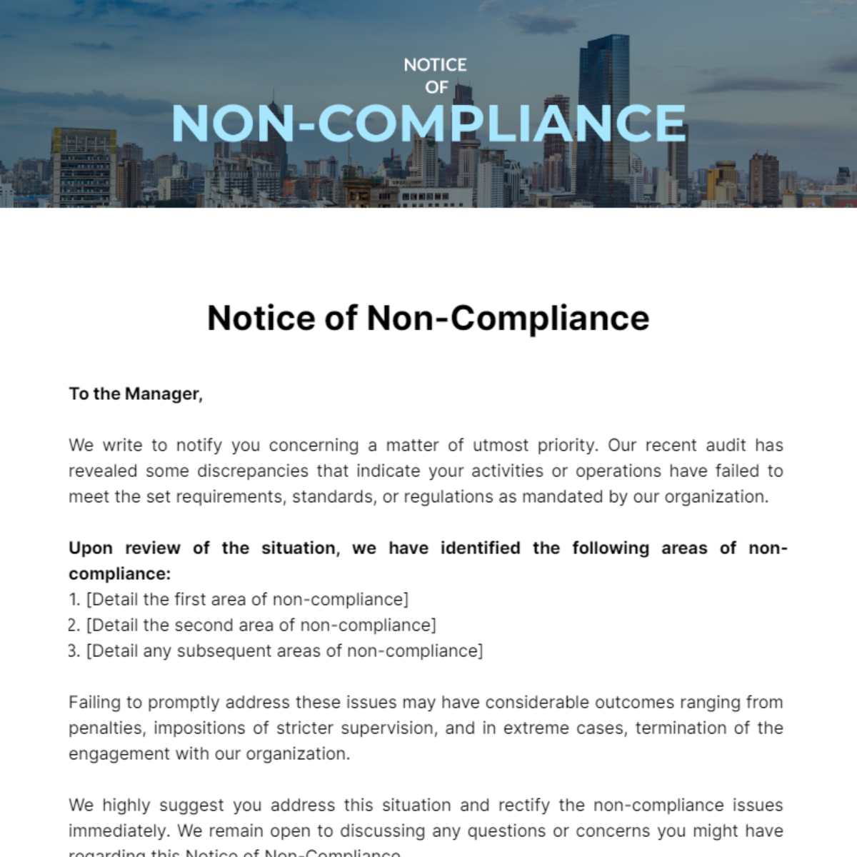 Free Notice Of Non Compliance Template To Edit Online