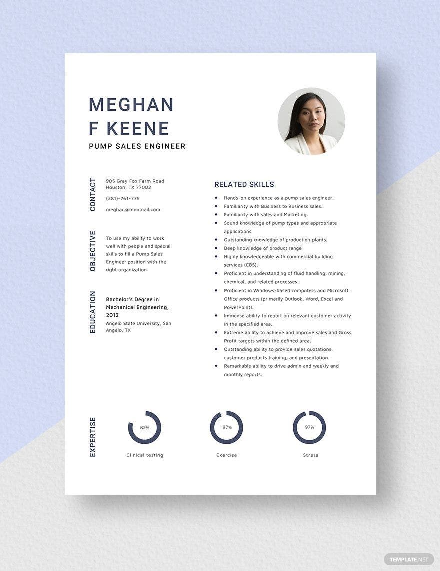 Free Pump Sales Engineer Resume Word Apple Pages Template
