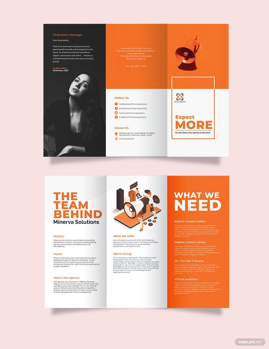 Simple Company Profile Tri fold Brochure Template Google Docs Word 