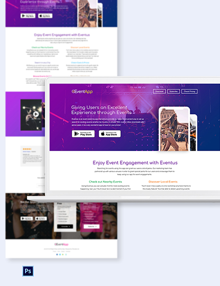 Free Social App Landing Page Template - HTML5, PSD | Template.net