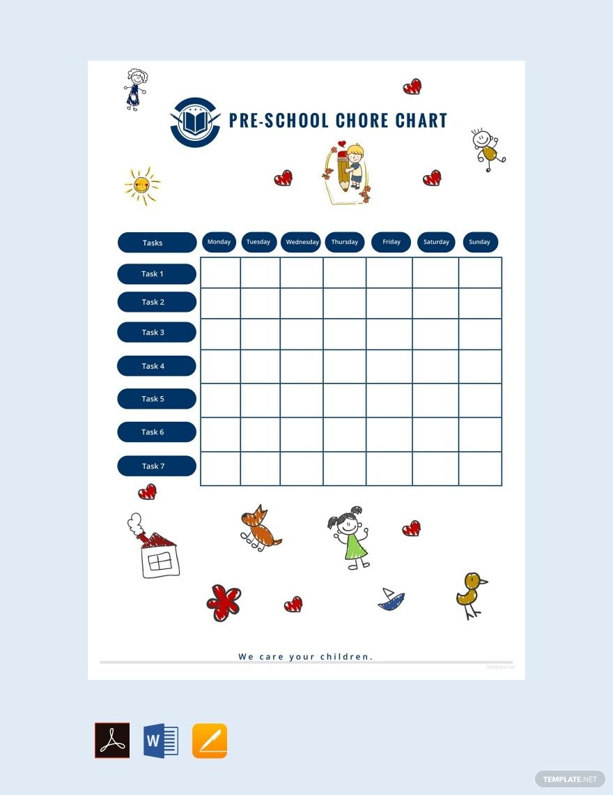 Preschool Chore Chart Template Google Docs Word Apple Pages PDF 