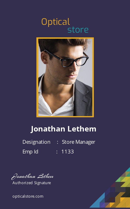 Optical Store ID Card Template