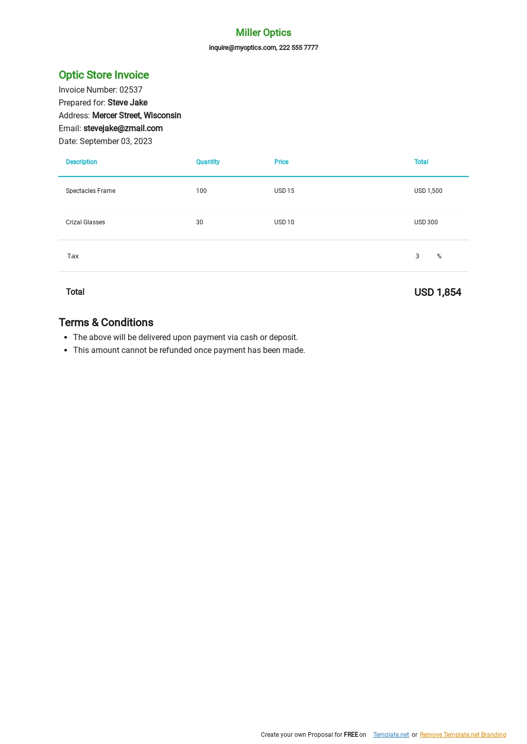 Beige Minimalist Wedding Organizer Invoice