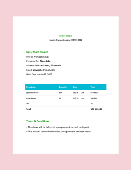 Free Retail Store Invoice Template - Download in Word, Google Docs ...