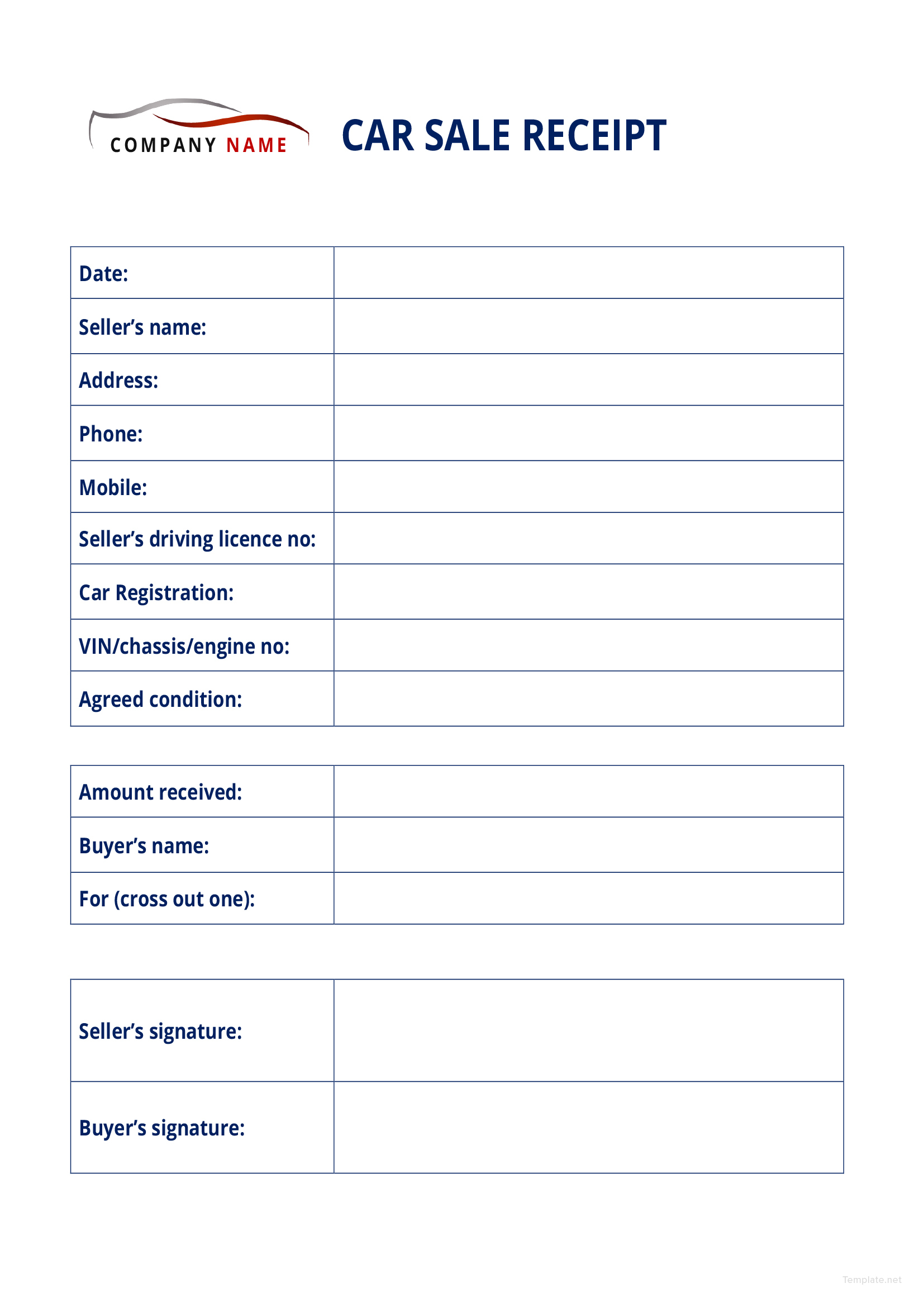 Car Purchase Receipt Template Word Stunning Receipt Forms