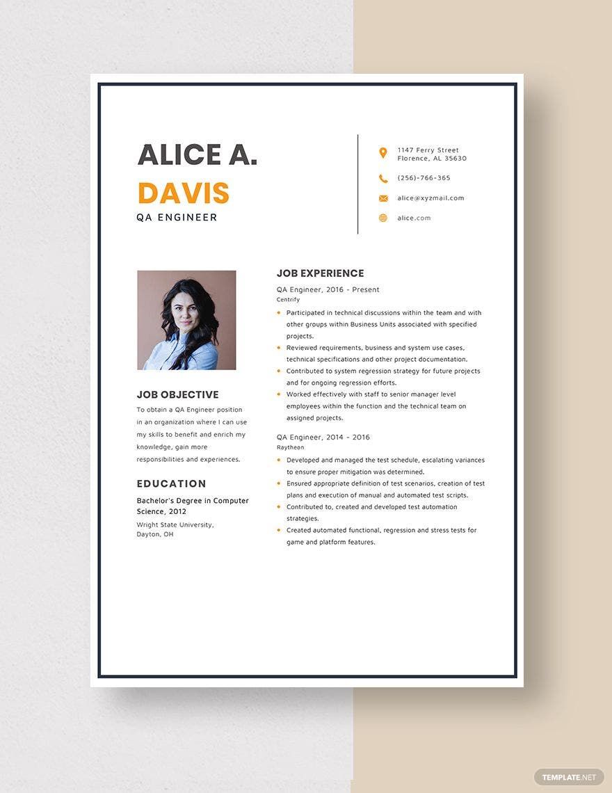 Free QA Engineer Resume Download In Word Apple Pages Template