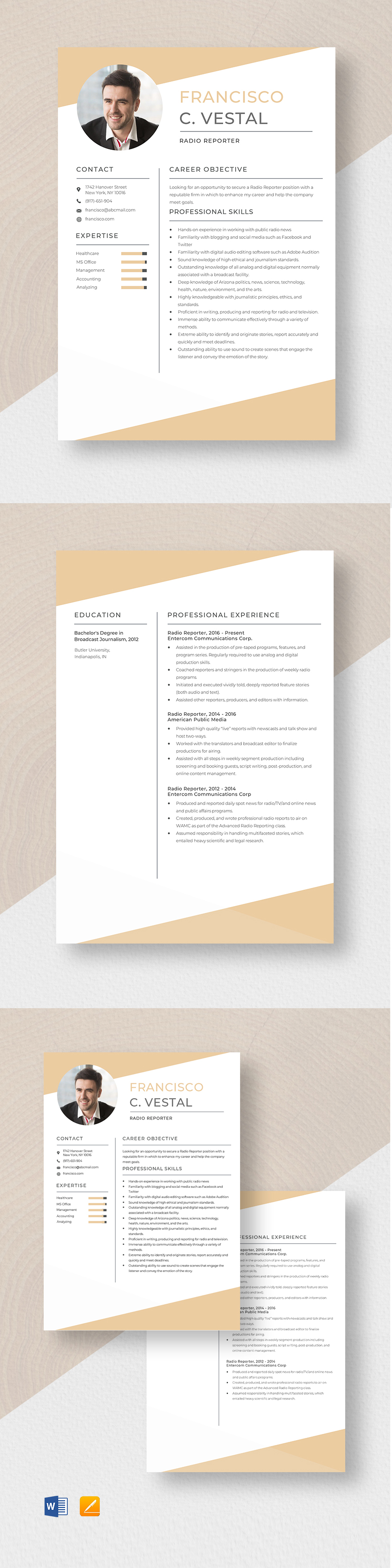 Free Radio Reporter Resume Template - Word, Apple Pages | Template.net