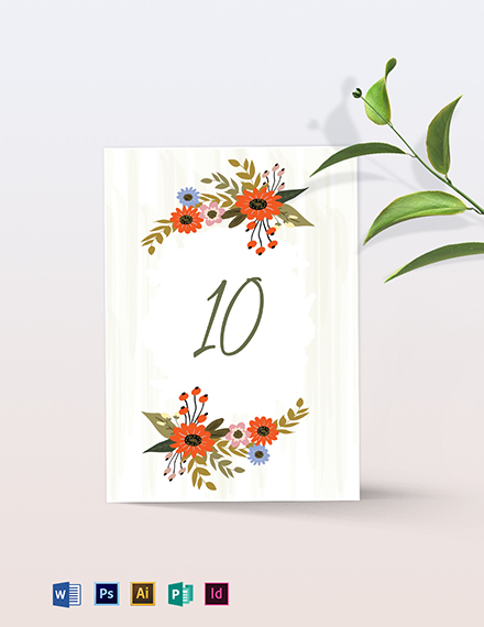 Printable Wedding Table Card Template - Google Docs, Illustrator, Word ...