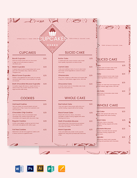 Sweet Bakery Menu Template: Download 1 undefined+ Menus in Adobe ...