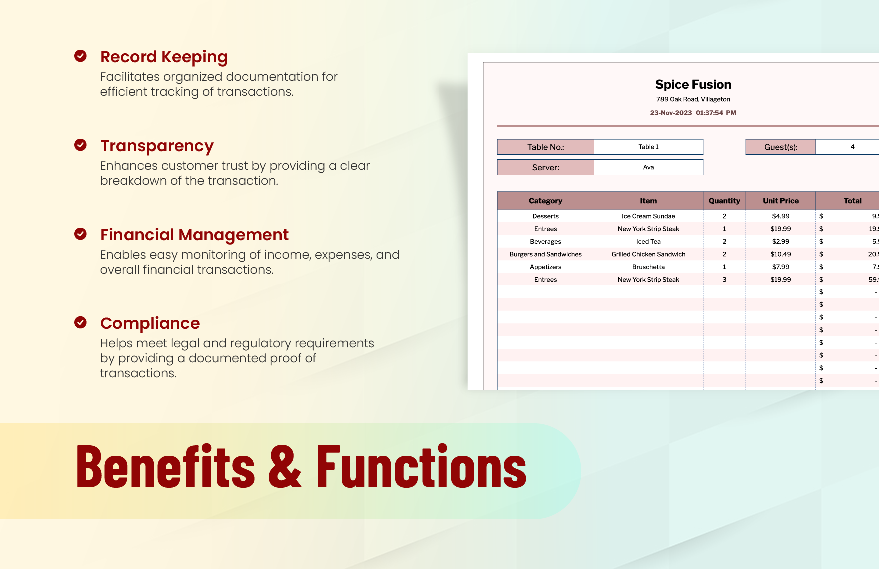 Sample Receipt Template - Download in Word, Google Docs, Excel, PDF ...