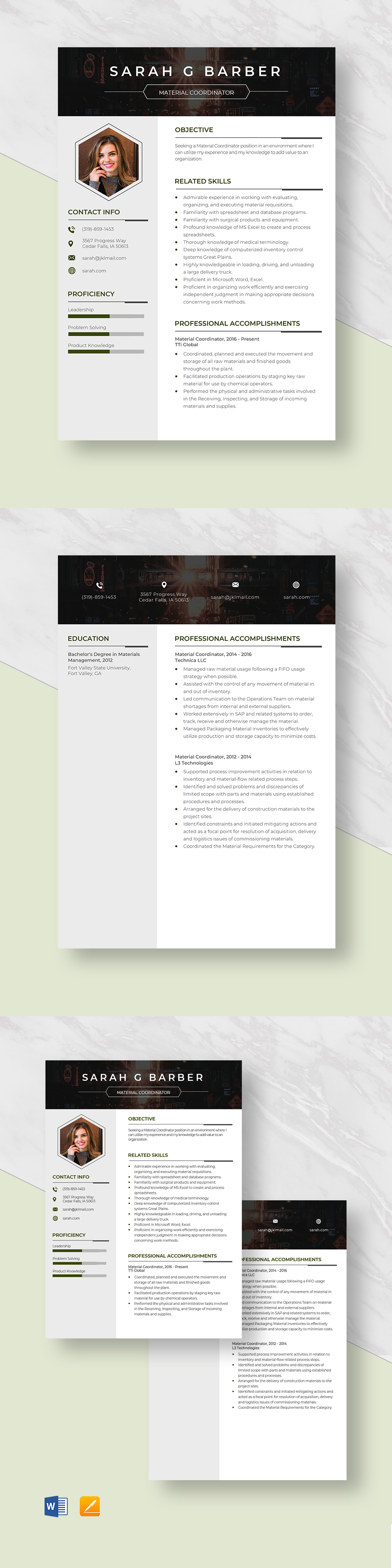 Material Coordinator Resume Template - Word, Apple Pages | Template.net