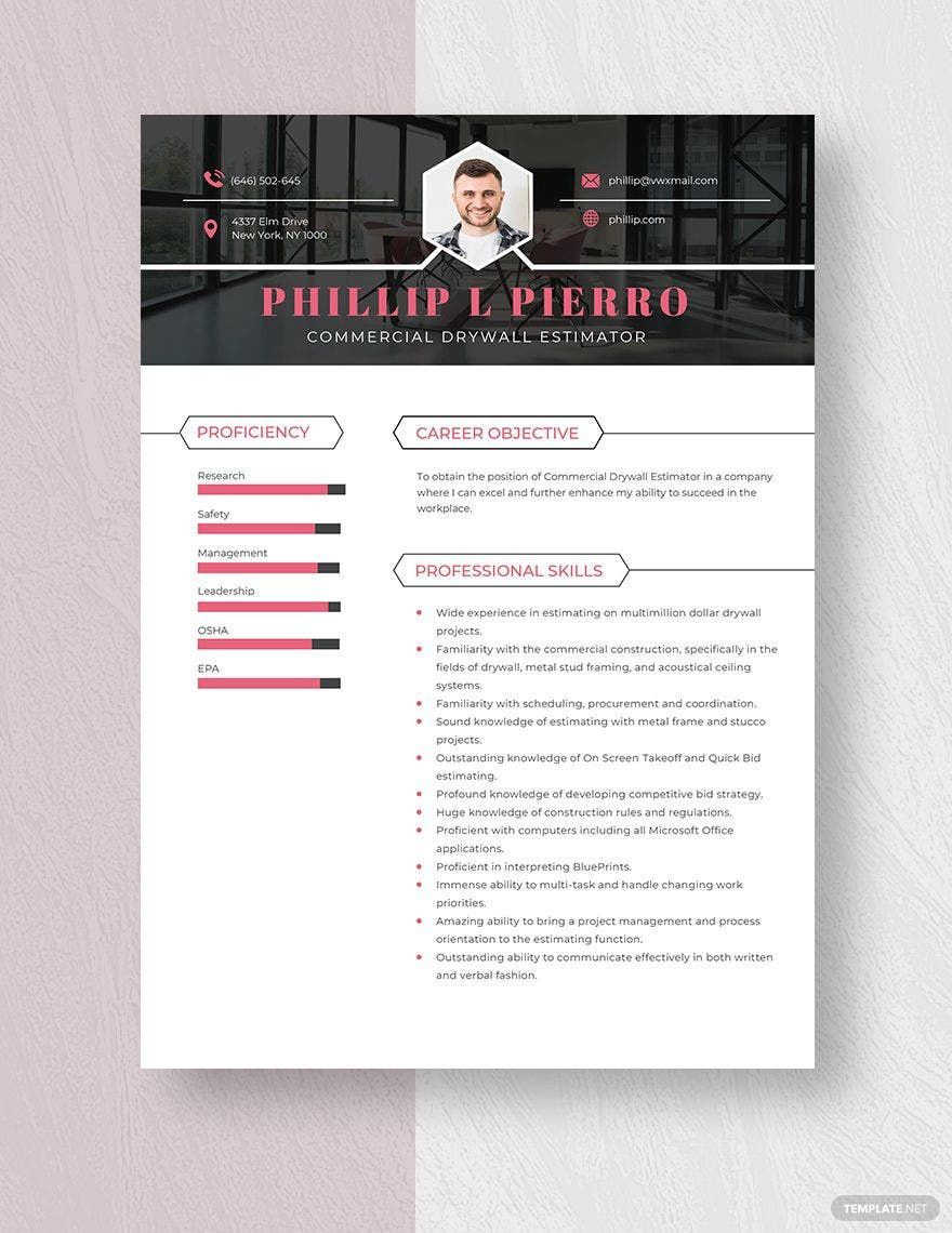 Building Estimator Resume Download In Word Apple Pages Template