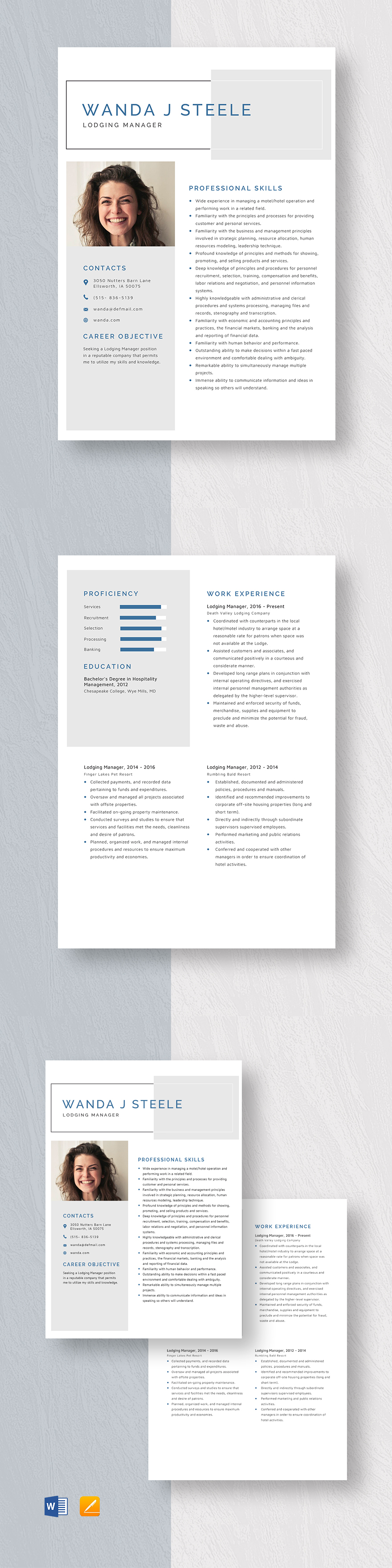 Free Lodging Manager Resume Template - Word, Apple Pages | Template.net