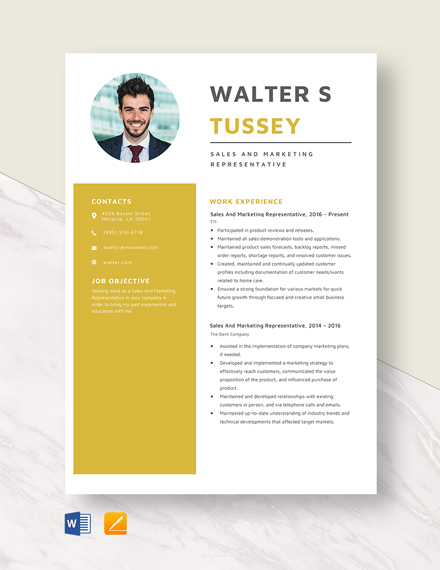 Financial Sales Representative Resume - Download in Word, Apple Pages ...