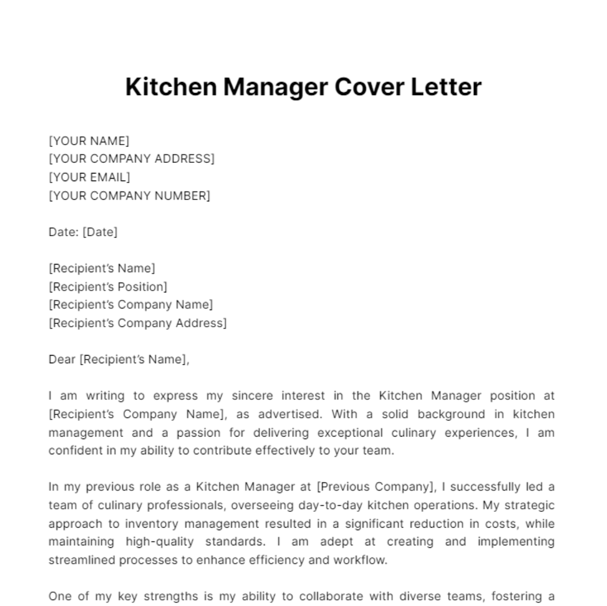 Career Cover Letter Template - Edit Online & Download Example ...