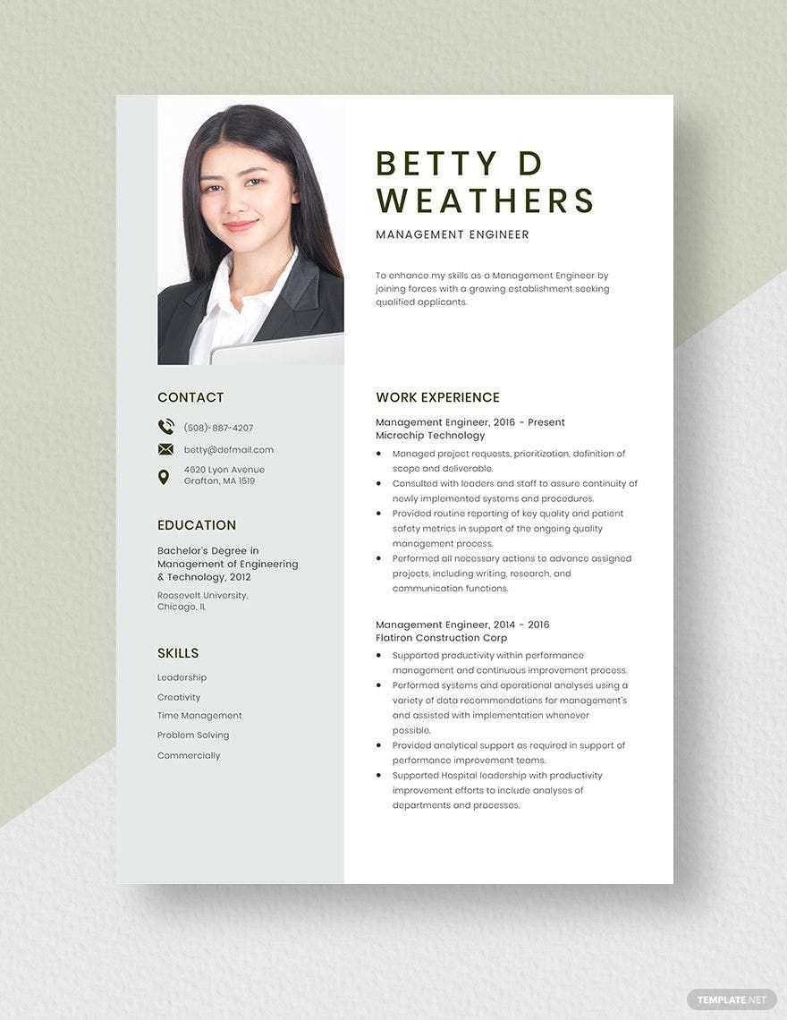 Management Engineer Resume Download In Word Apple Pages Template