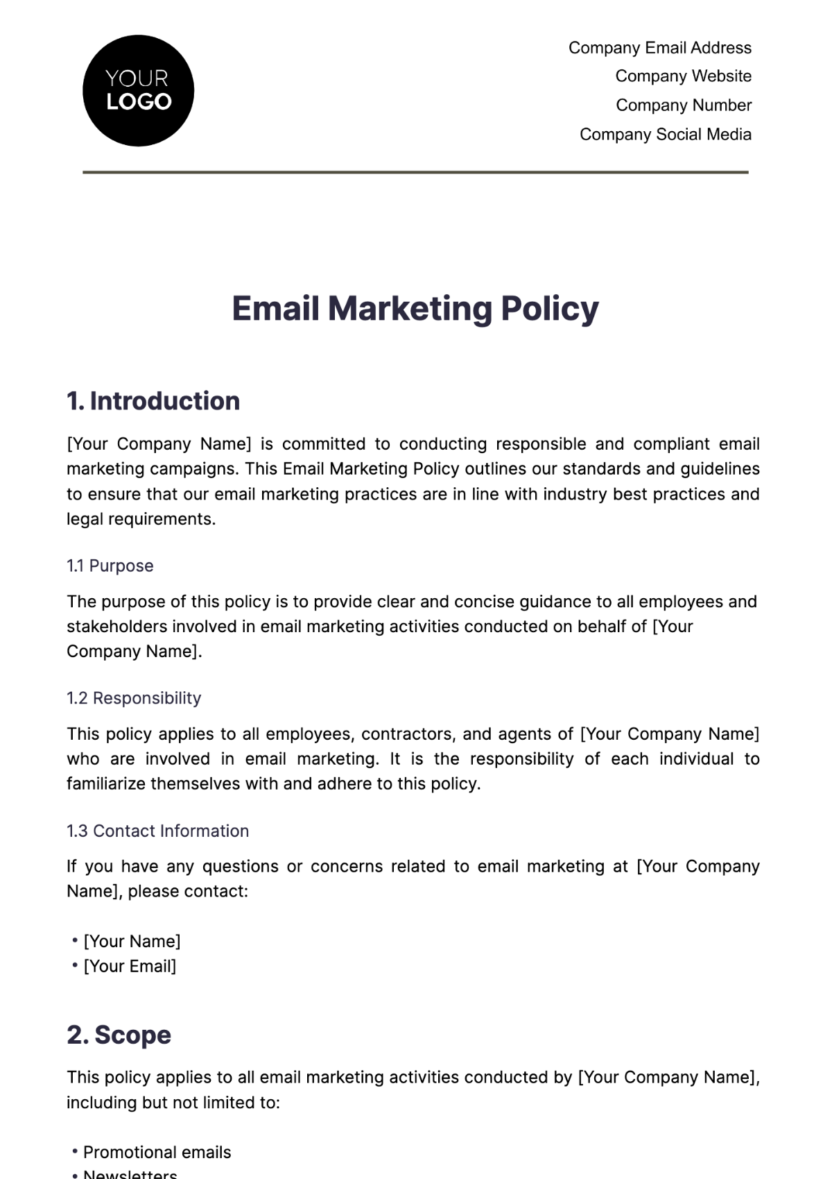 Email Marketing Policy Template - Edit Online & Download Example ...