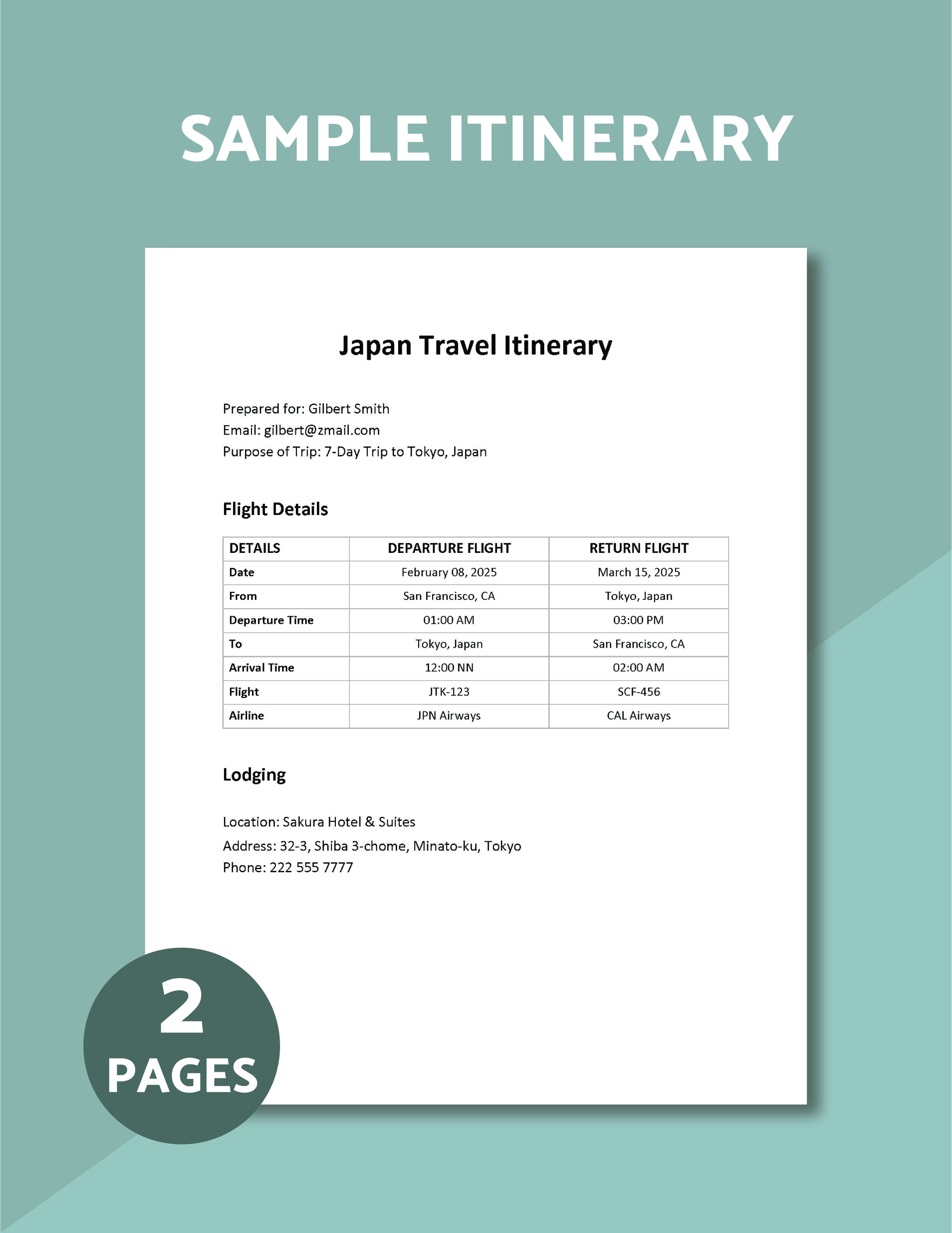 Page 2 Itinerary Templates In Google Docs FREE Download Template