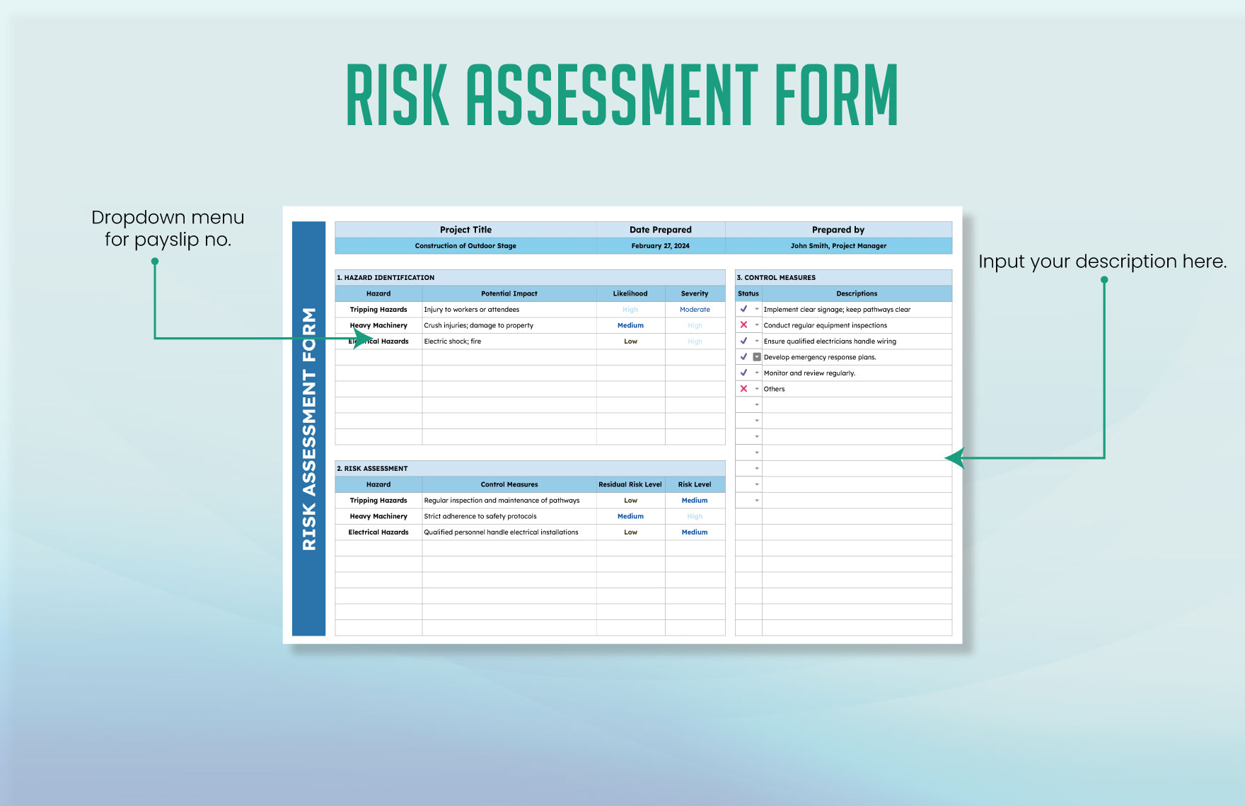 Risk Assessment Form Template Template Risk Assessment Form Template Template